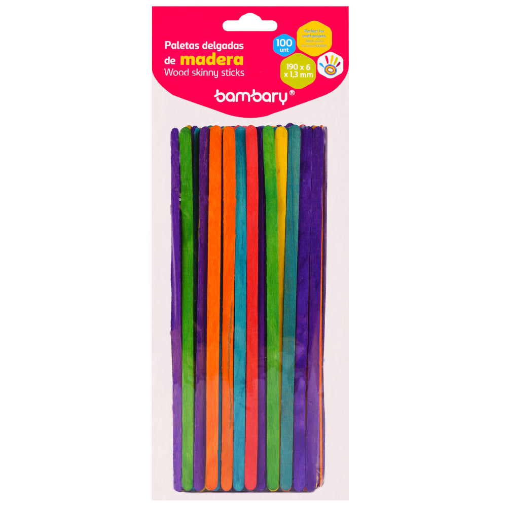 Wood Skinny Sticks 190 x 6 x 1,3 mm Bag x 100 unt – Bambary
