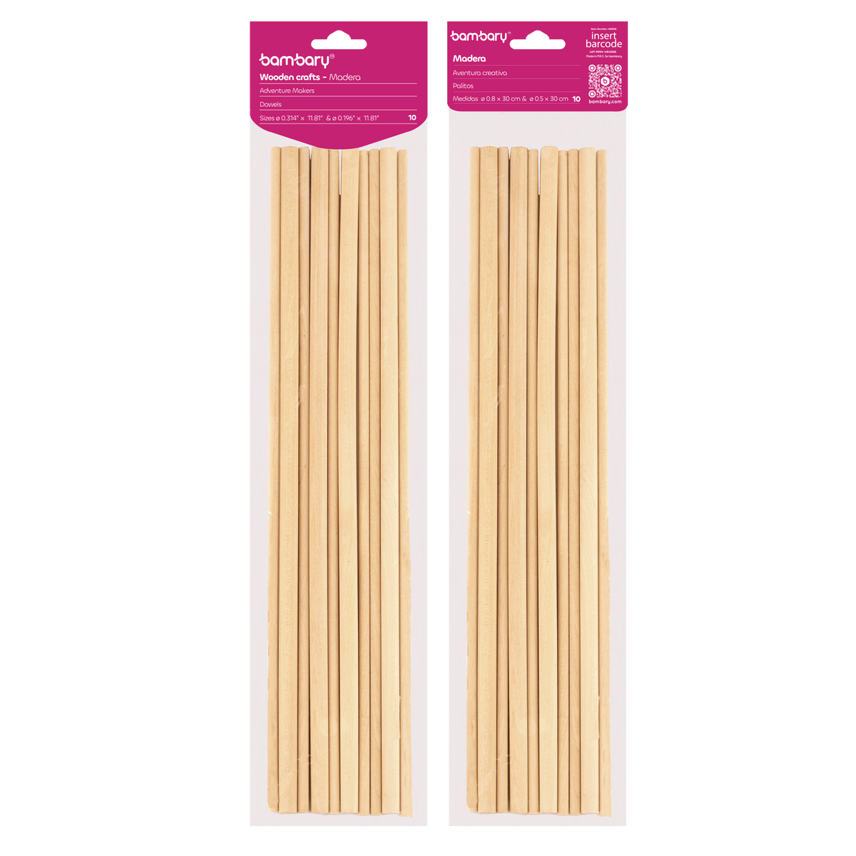 Wood Dowels Set Ø 5, Ø 8 x 300 mm Bag x 10 Unt Burly Wood – Bambary